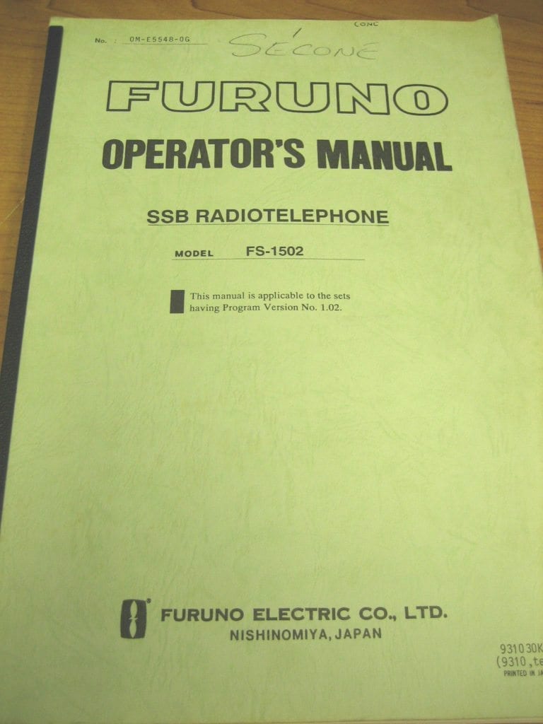 Furuno SSB RadioTelephone FS-1502 Operator's Manual for Ver 1.02 - Max ...