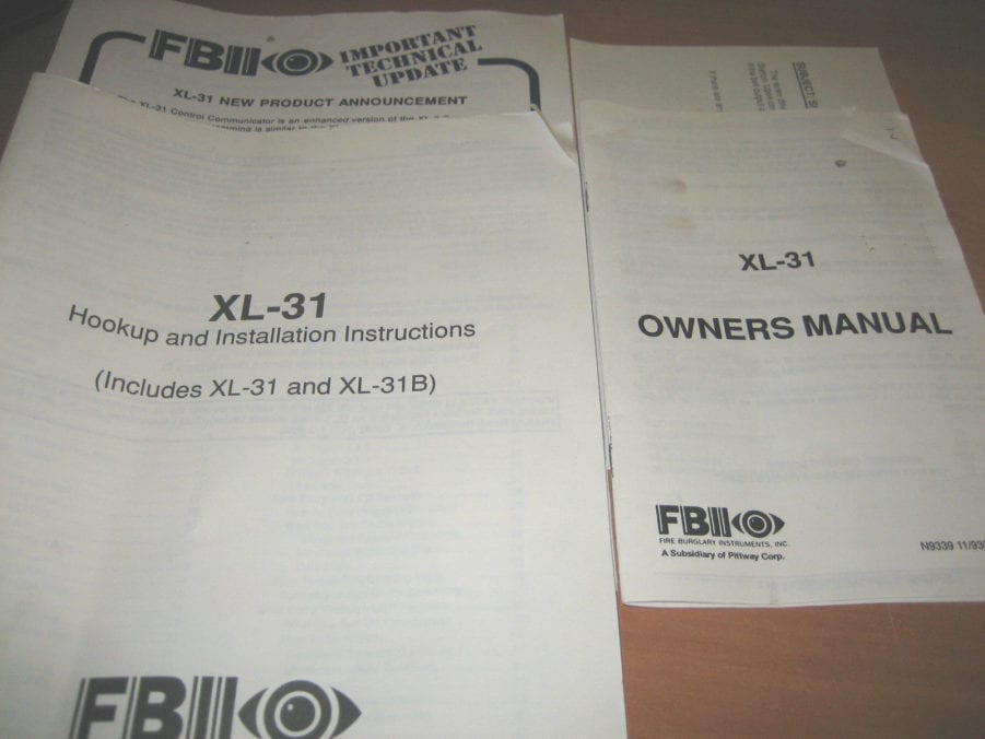 FBI XL-31 Owners Manual & Hookup and Installation Instructions XL-31 ...