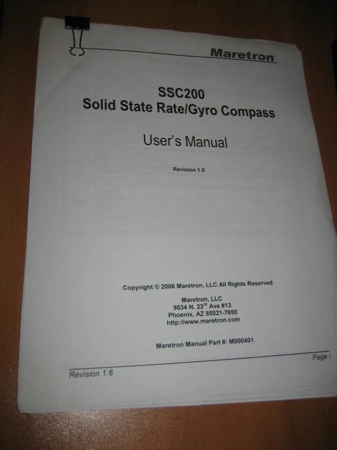 Maretron SSC200 Solid State Rate/ Gyro Compass User's Manual - Max ...