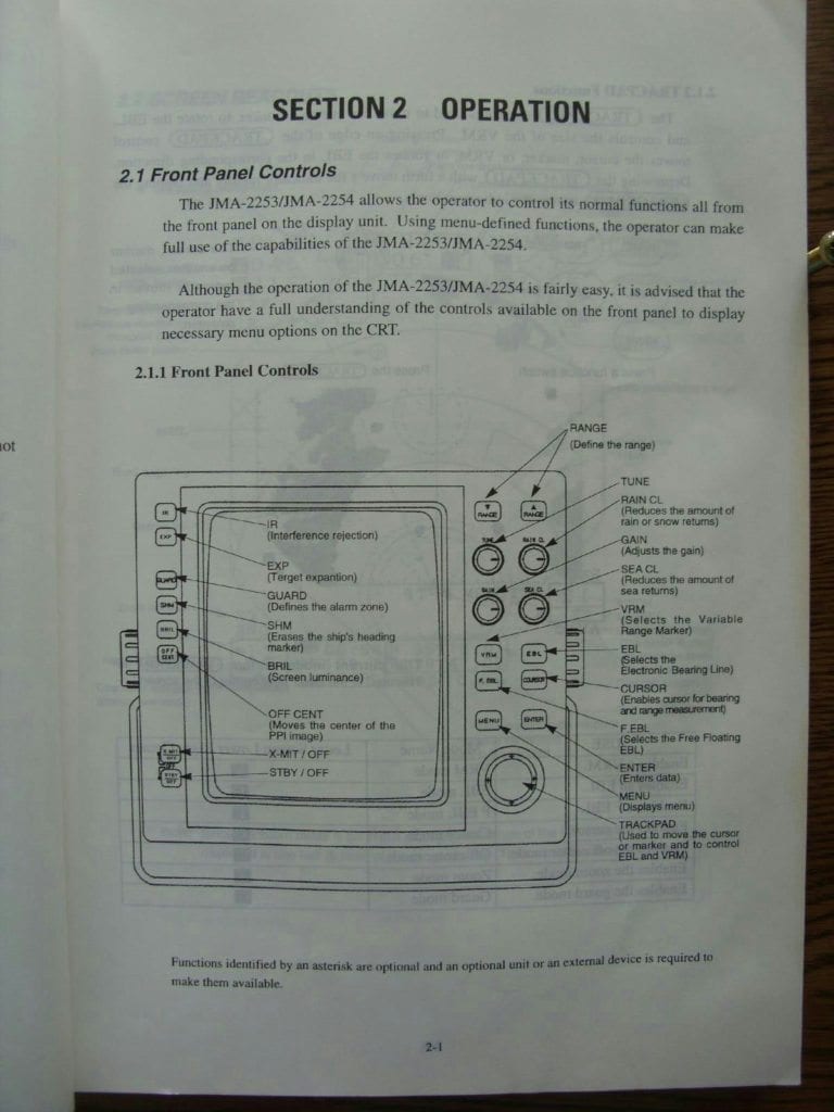 JRC Japan Radio Co Soft Cover Radar JMA-2253 2254 Radar Instruction ...