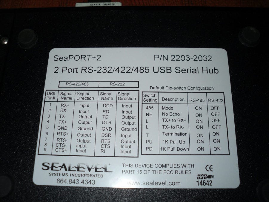 Sea Level Sealevel 2203-2032 Seaport +2 RS232/422/485 USB Serial Hub ...