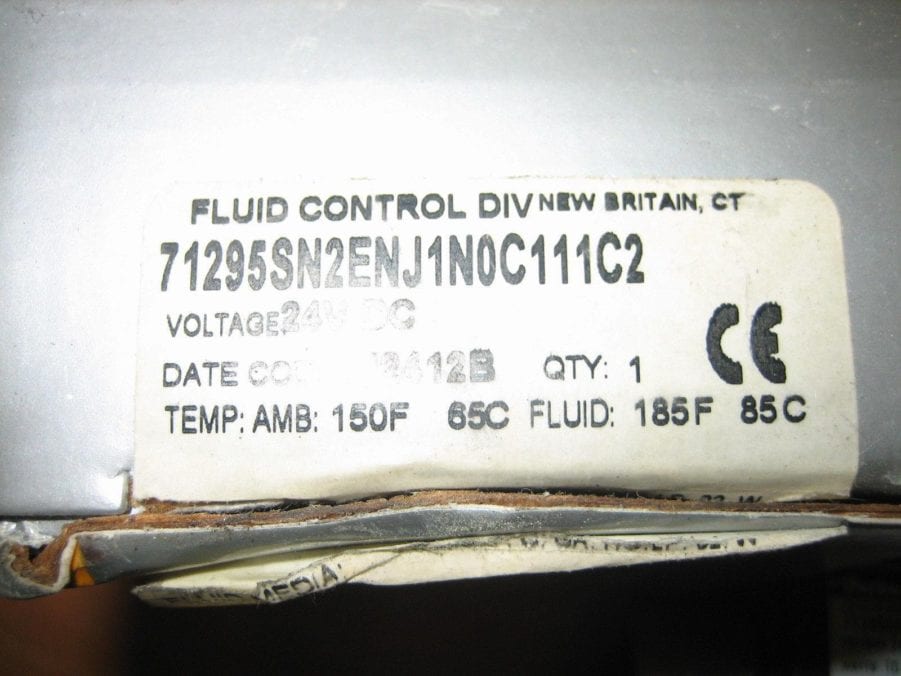 Parker Fluid Control Valve 71295SN2ENJ1NOC111C2 24V DC 10 Watt 400 PSI ...