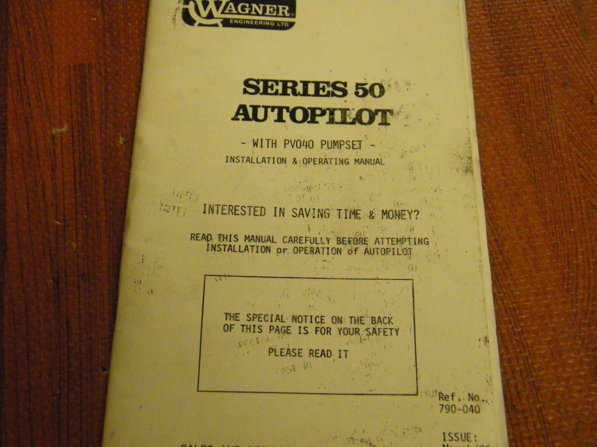Wagner Series 50 Autopilot With PV040 Pumpset Install & Operating ...