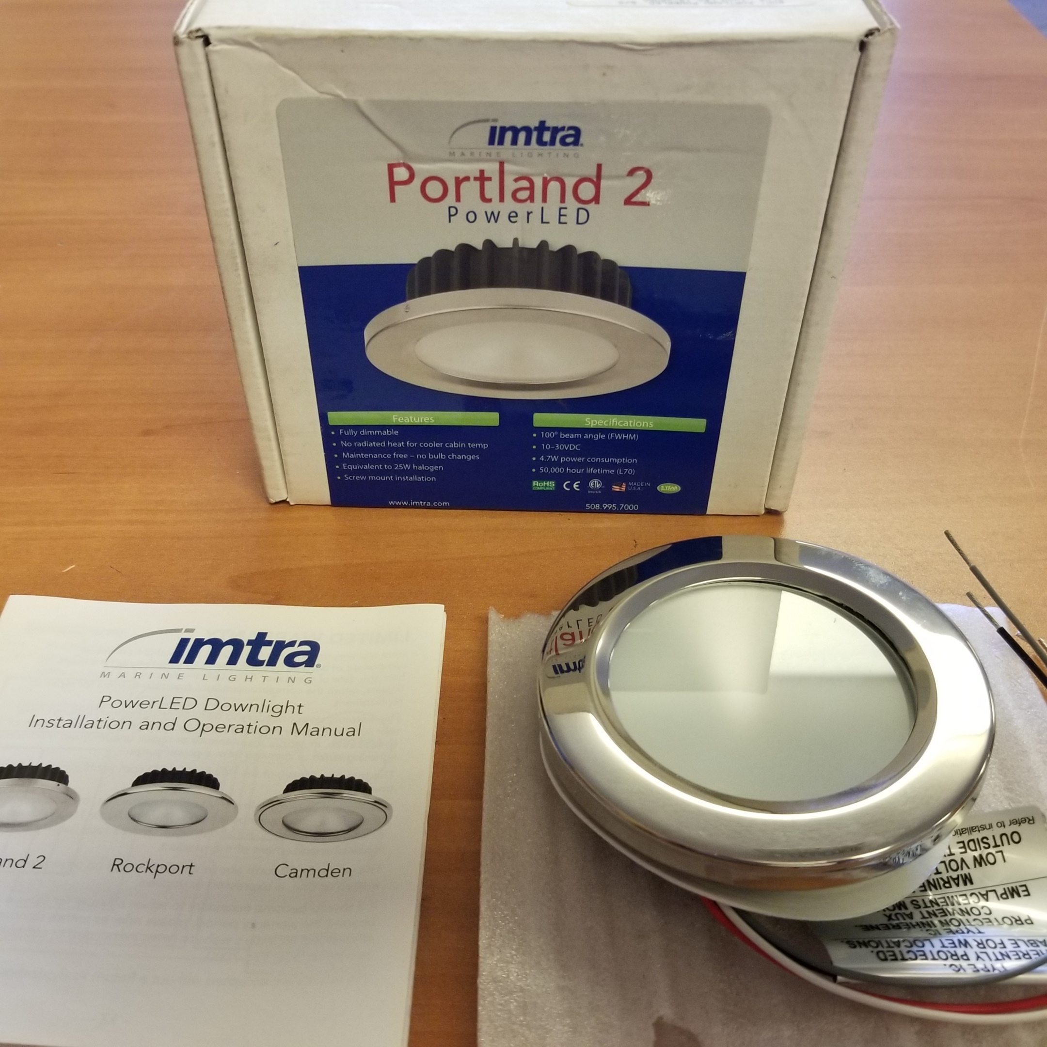 Imtra Portland 2 LED Light 1x3W 10-30VDC - Blue - Polished Stainless ...