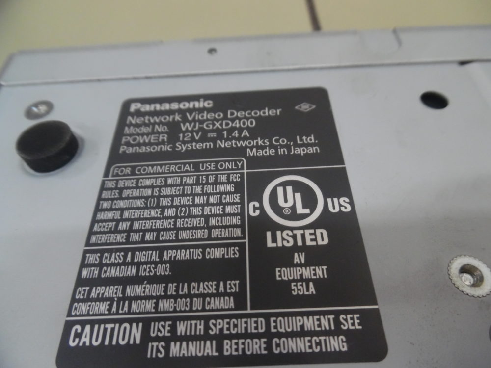 PANASONIC WJ-GXD400 HIGH DEFINITION HDMI VIDEO DECODER w/ Mount Bracket ...