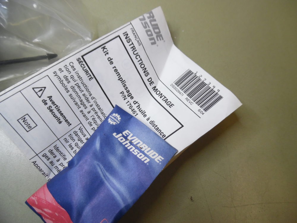 OEM Johnson Evinrude Bombardier OMC 176461 Remote Oil Fill Kit Assembly ...