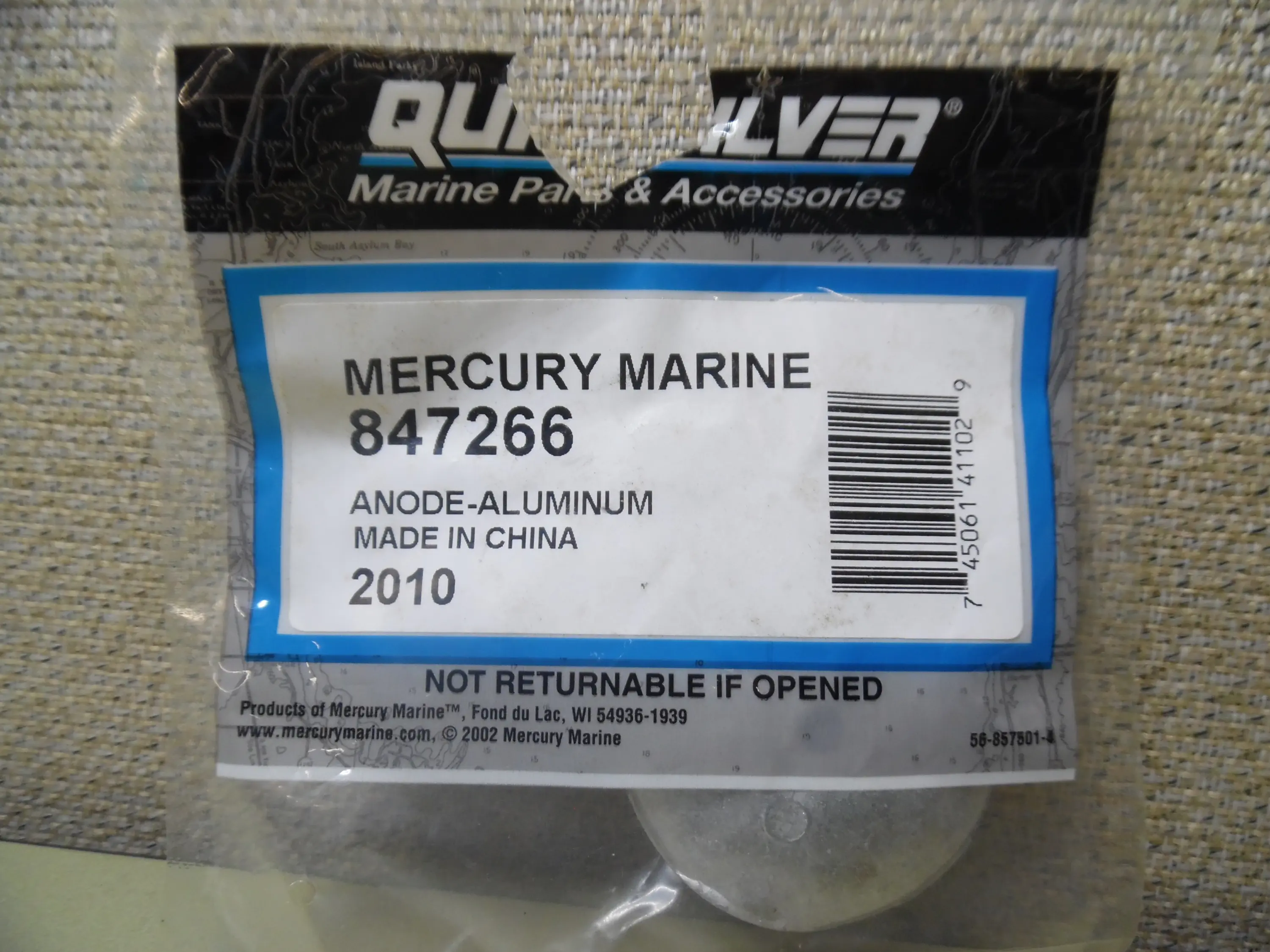 OEM Mercury Quicksilver 847266 Marine Aluminum Anode Small Trim Tab ...