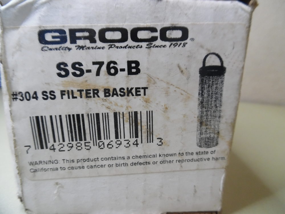 GROCO SS-76-B STAINLESS STEEL #304 FILTER STRAINER BASKET BS3 FITS ...