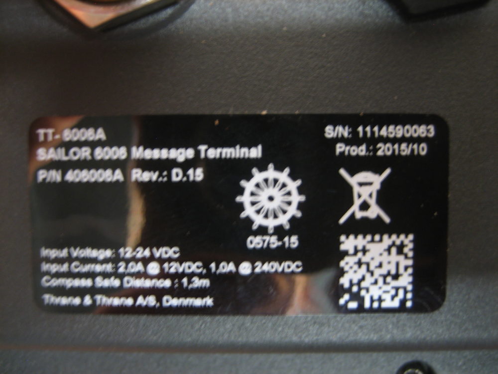 Sailor Thrane & Thrane 6006 Message Terminal for 6110 GMDSS System S/W ...