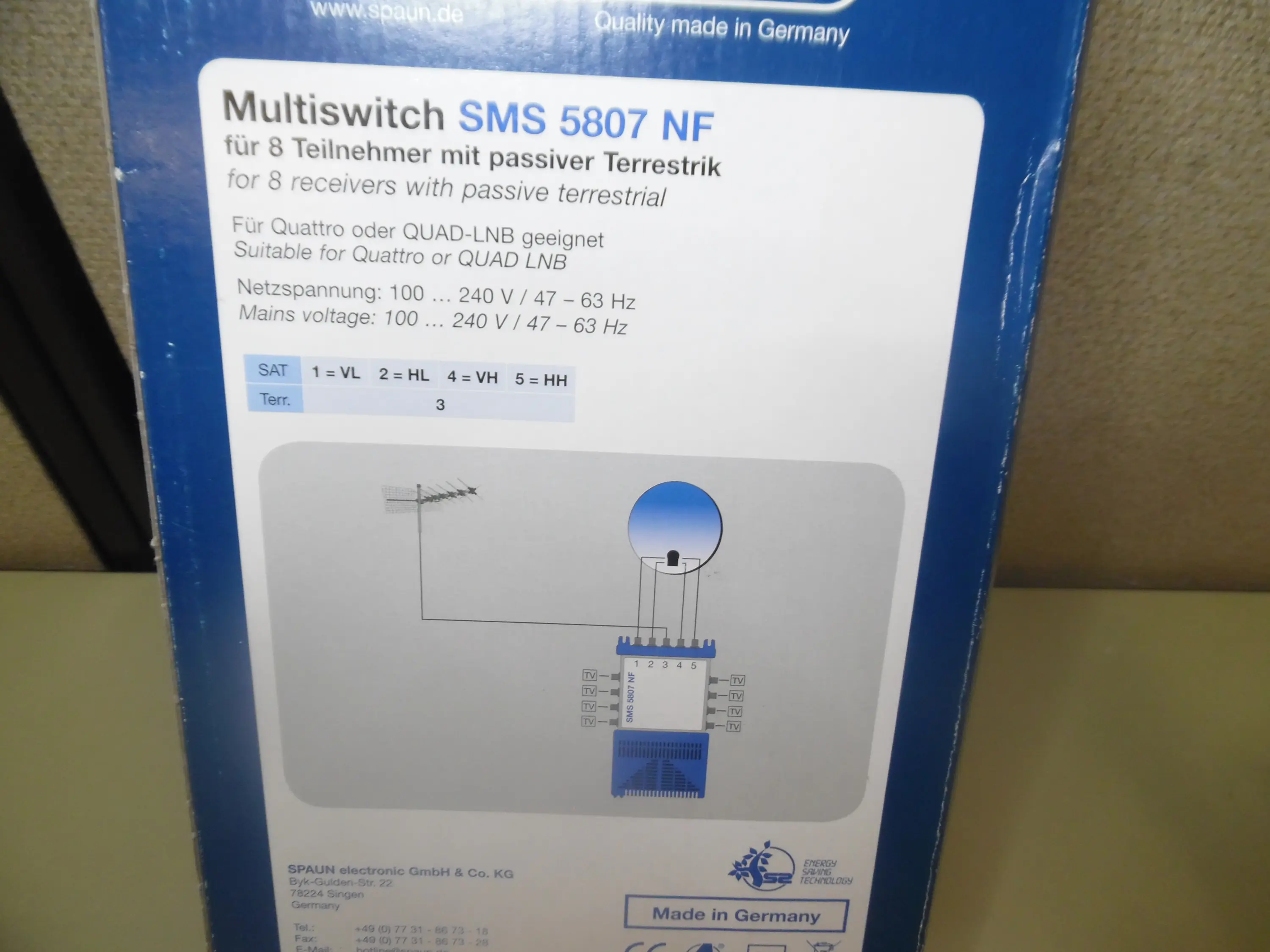 Spaun SMS 5807 NF SAT MultiSwitch 5 IN 8 - Free US Shipping - Max ...