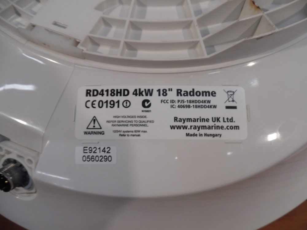 Raymarine 4kw RD418HD Color Radome 18'' w/ Cable - Tested Great ...