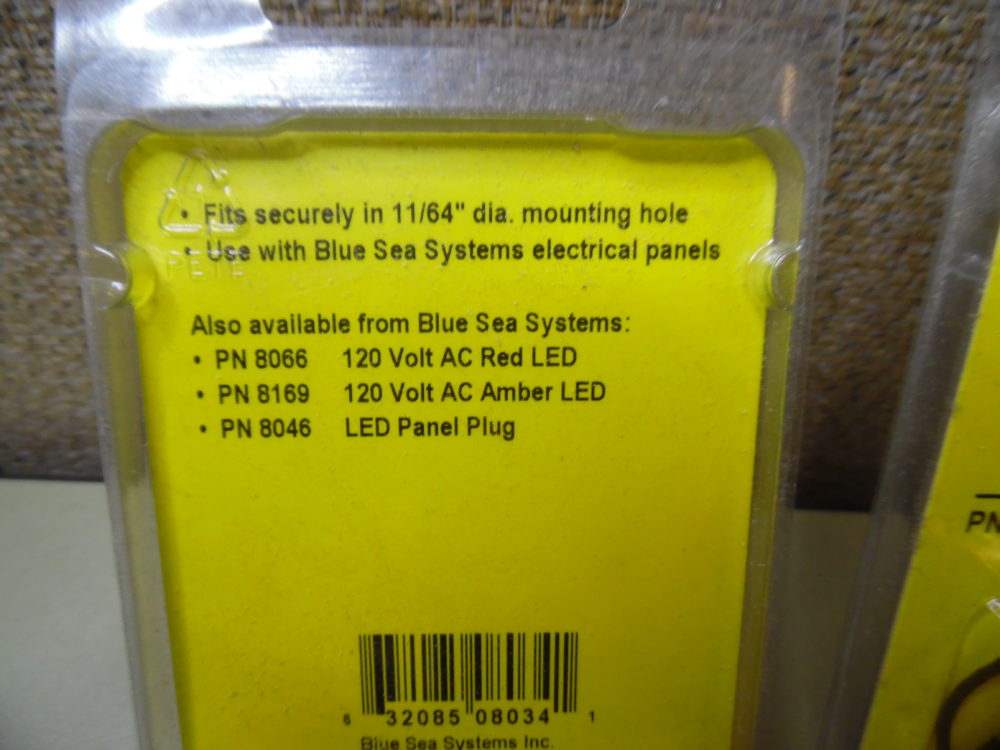 Blue Sea Systems 8034 Green LED Indicator light 120 Volt AC - LOT OF 2 ...