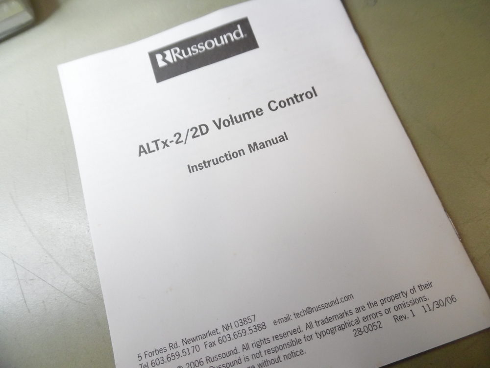 Russound ALTx 126 WATT IMPEDANCE MATCHING VOLUME CONTROL - Max Marine ...