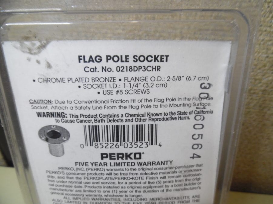 Perko 0218DP3CHR Flush Mount Flag Pole Socket Chrome Bronze - Max ...