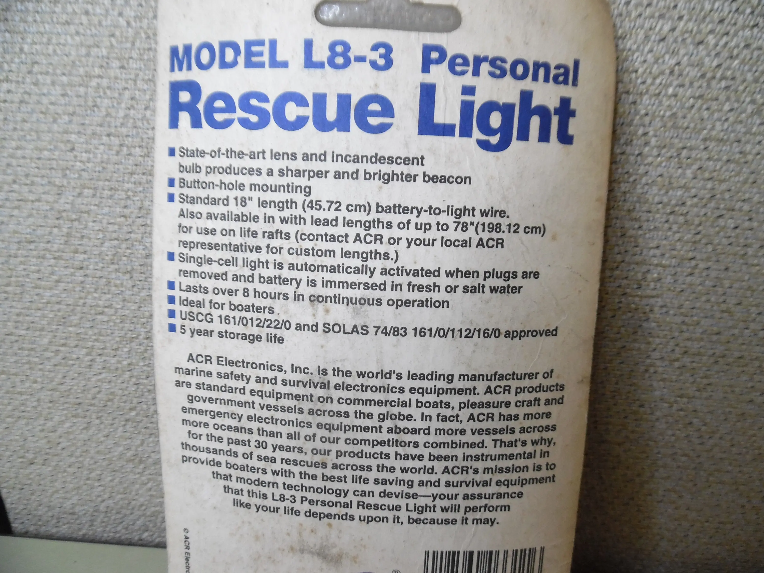 ACR Electronics L8-3 Personal Rescue Emergency Light - Max Marine ...