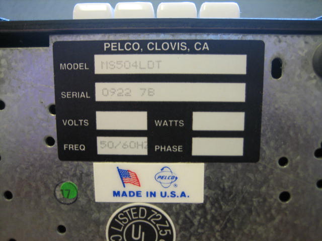 Pelco MS504LDT MS500 Series Video Switcher - 4 Camera - Free Shipping ...