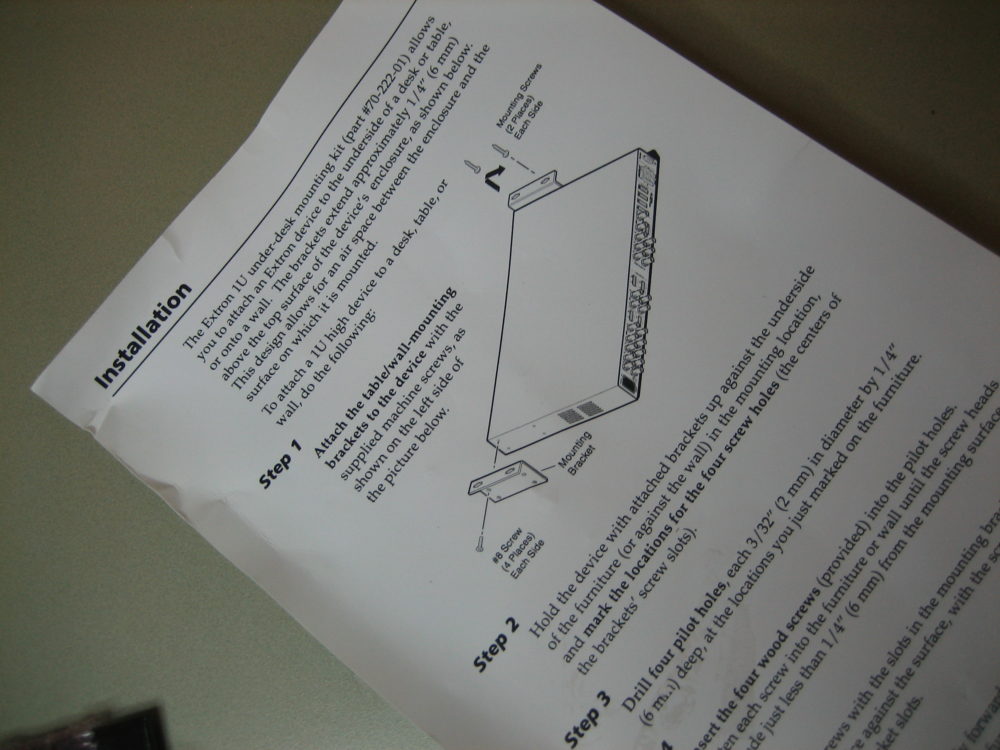 Genuine Extron 70-222-01 MBU 149 Low-Profile Mount Kit for 1U Full Rack ...