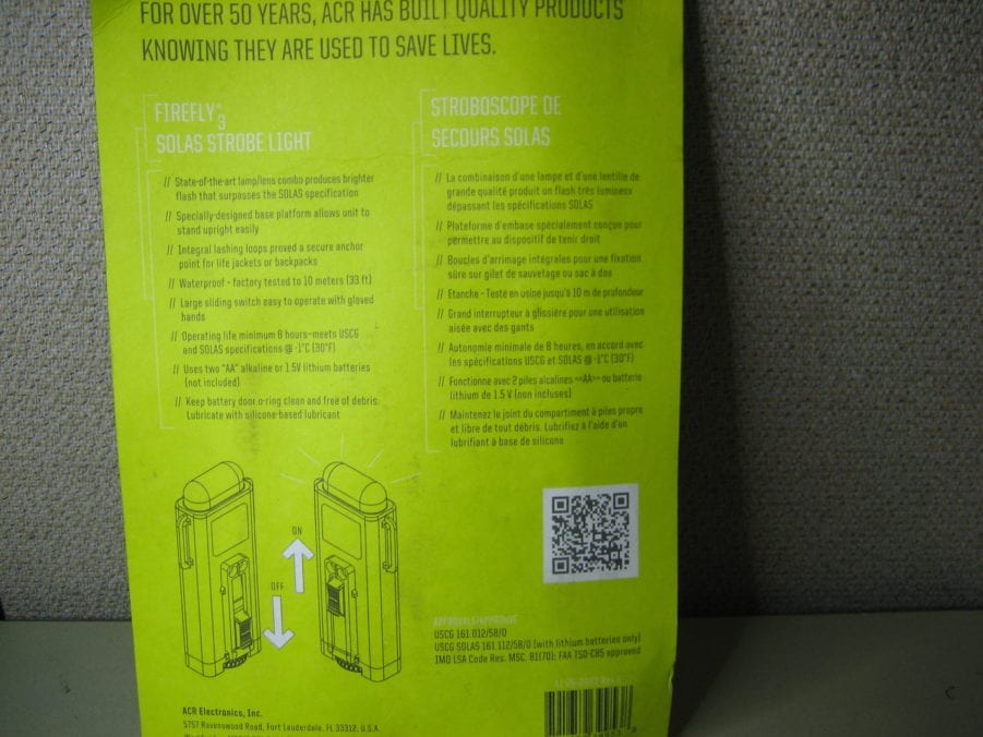 ACR FIREFLY 3 WATERBUG High Intensity Emergency Rescue Strobe Survival ...