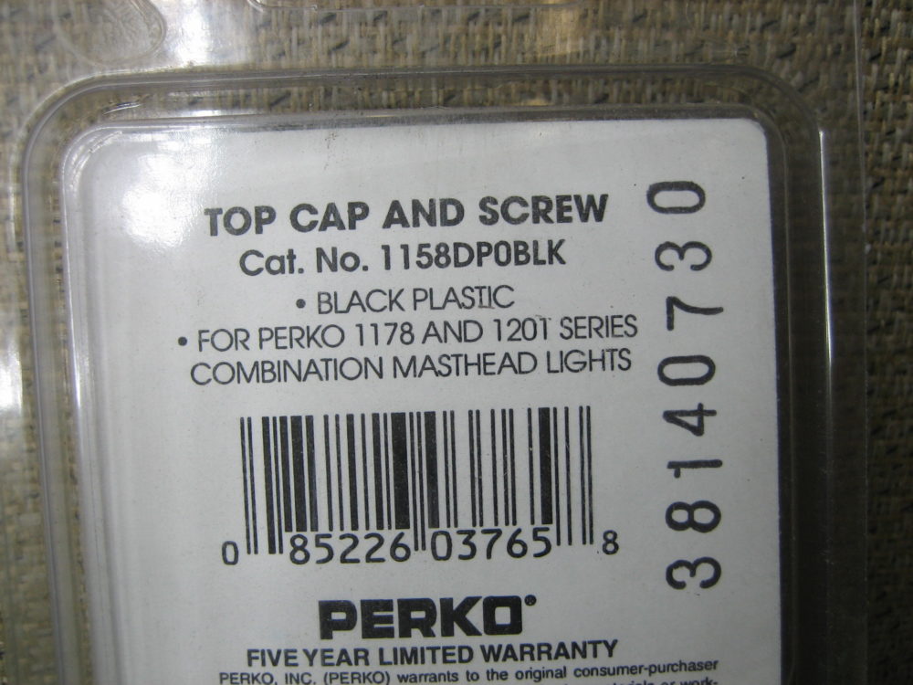 Perko 1158DP0BLK Top Cap and Screw f/ 1178 / 1201 Combination MastHead ...