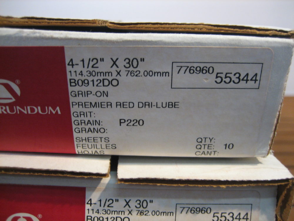 Carborundum 55344 Grit P220, 4-1/2" X 30" Sand Paper - LOT OF 100 ...