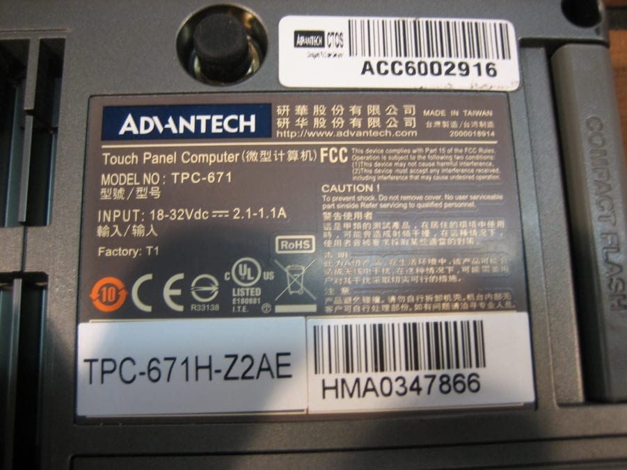 Advantech Touch Panel Computer TPC-671 TPC-671H-Z2AE - Windows XP ...