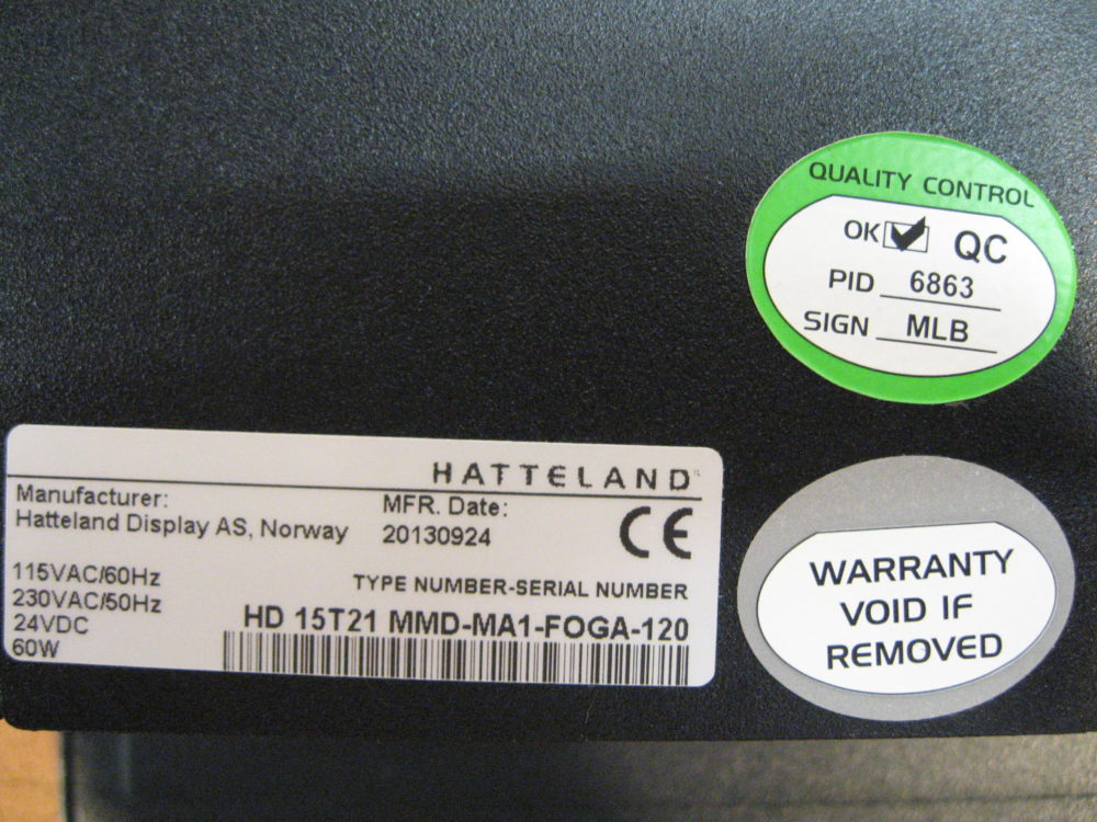 Hatteland HD Marine Monitor 15T21- Tested (GOOD) - Max Marine Electronics