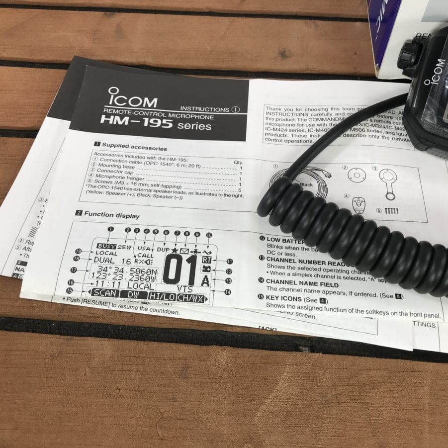 ICOM Command Mic HM-195B Microphone W/ Extension Cable NEW IN BOX - Max ...