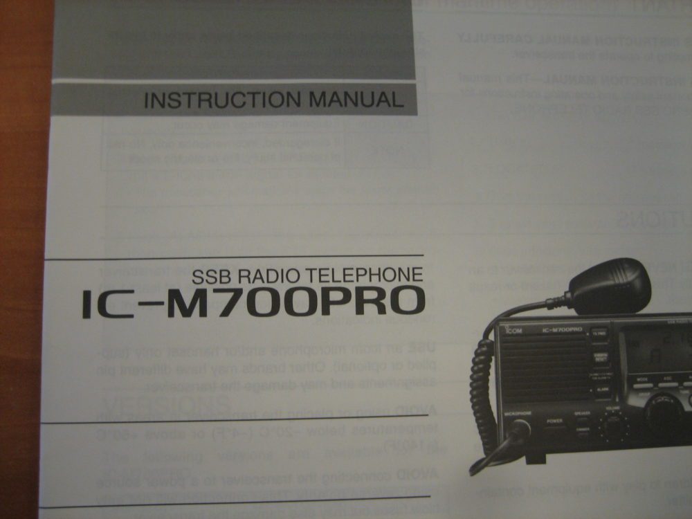 ICOM IC-M700PRO SSB Radio Telephone Instruction Manual - Free Shipping ...