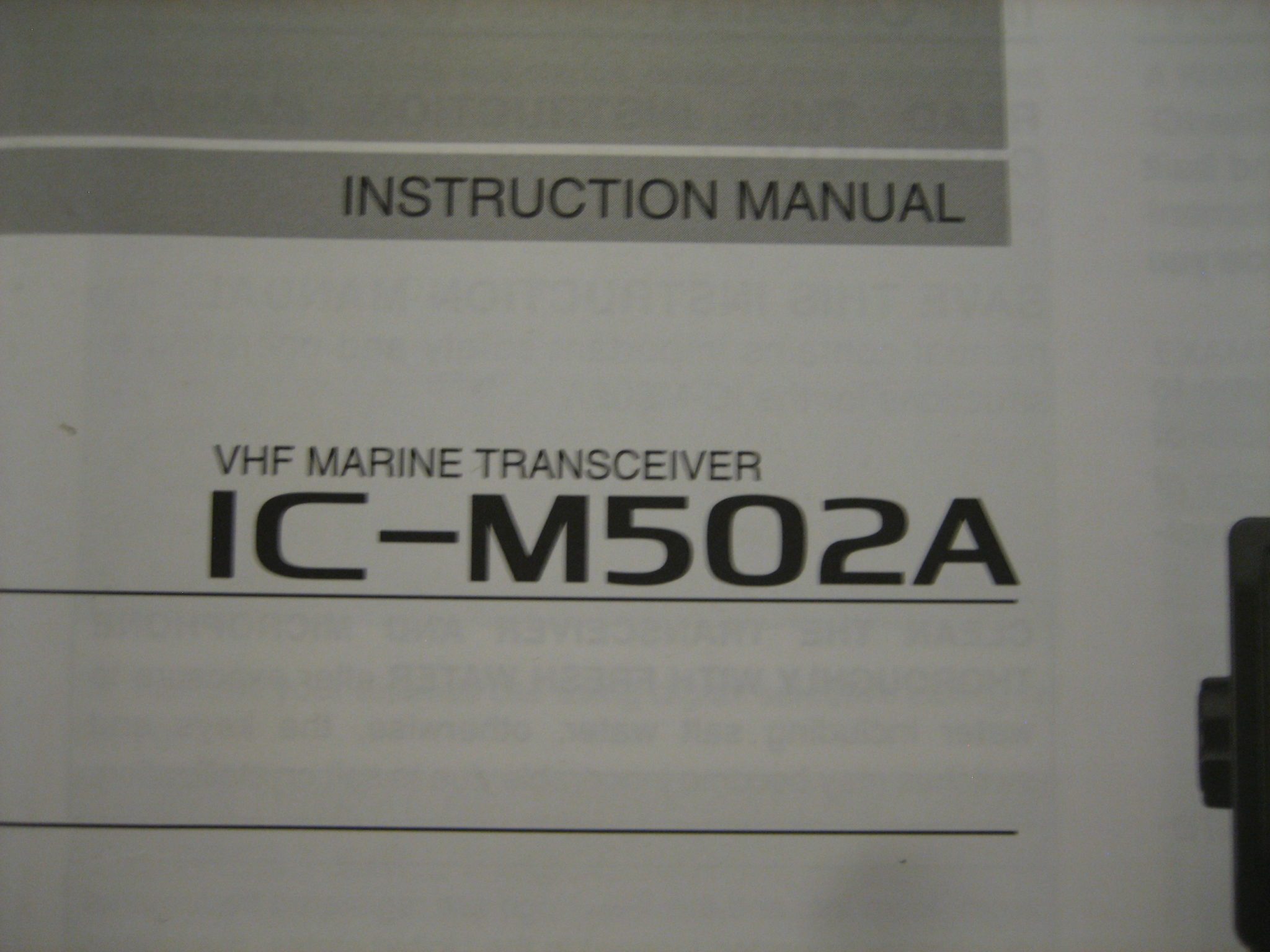 ICOM IC-M502A VHF Marine Transceiver Instruction Manual - Free Shipping ...