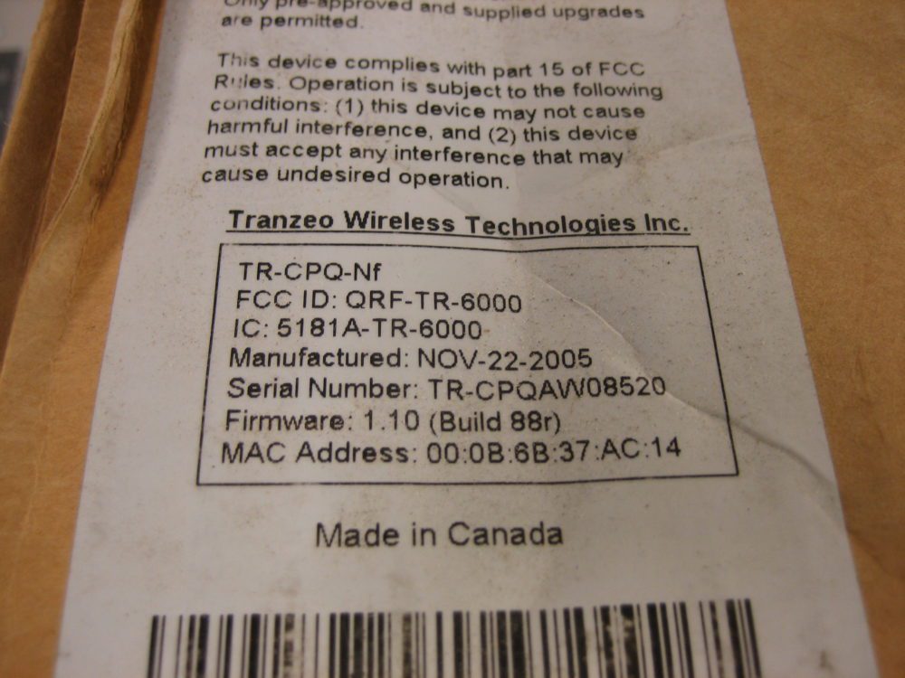 Tranzeo Lot of TR‐CPQ Series Equipment - NEW OLD STOCK Wireless LAN ...