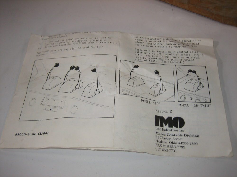 Morse VINTAGE Top Mount Single Function Marine Binnacle Throttle ...