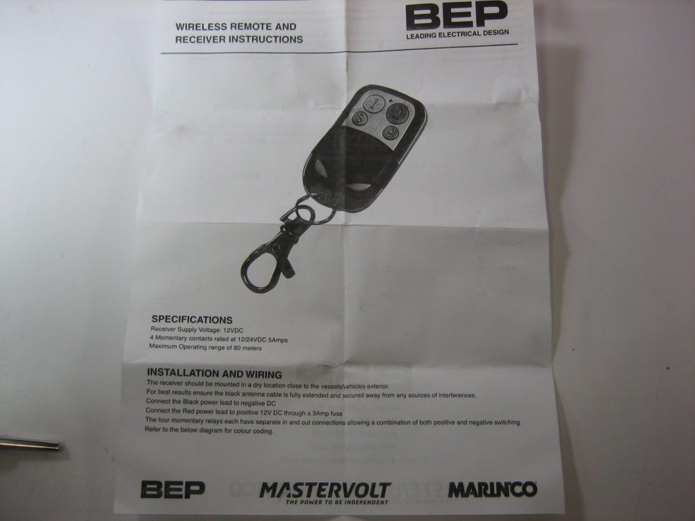 BEP Mastervolt Czone *NEW* Wireless Remote Key Kit f/701-Md & 720 80 ...