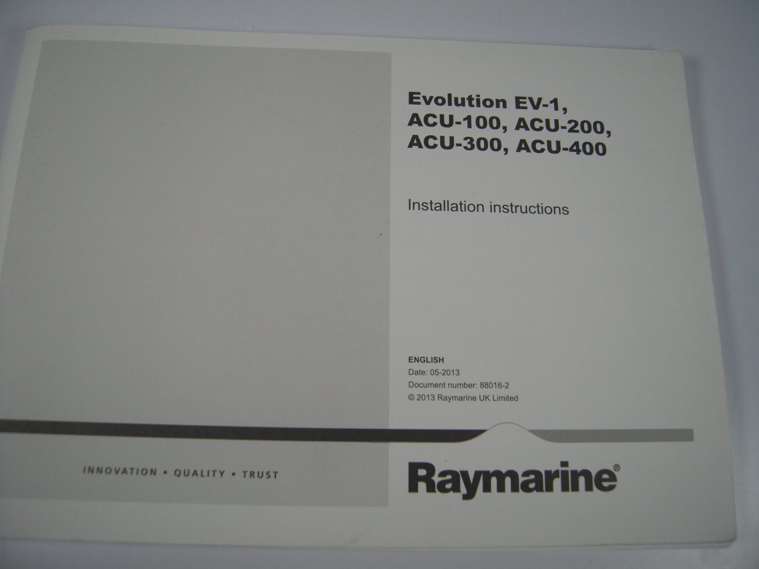 Raymarine EV-1 ACU-100 ACU-200 ACU-300 ACU-400 Install Instructions ...