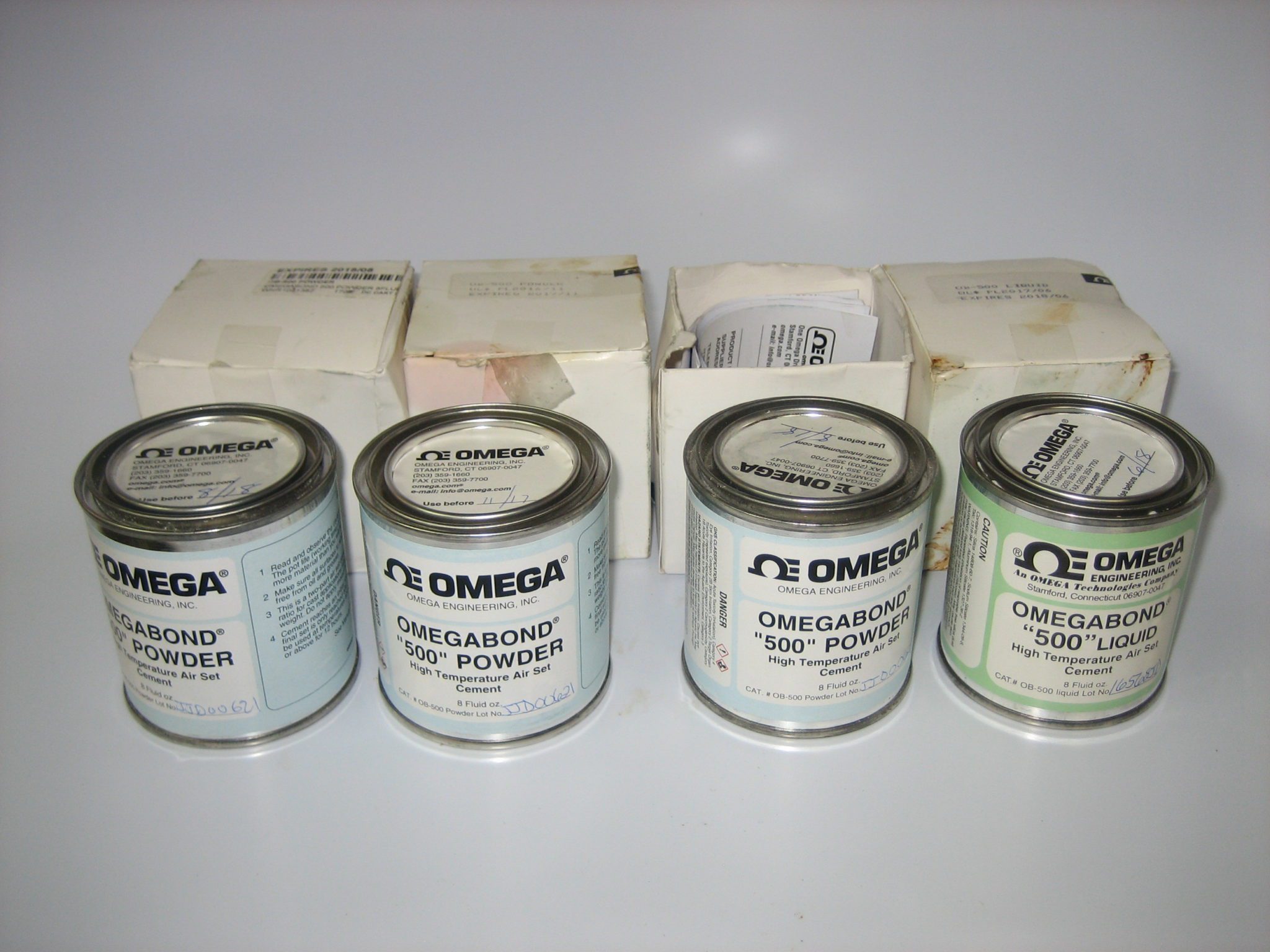 Omegabond Omega Bond High Temp Cement OB-500 LOT OF LIQUID & POWDER Exp ...