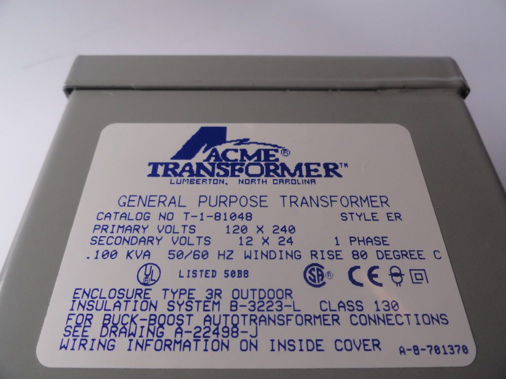 Acme Transformer T-1-81048 Buck Boost Transformer - Free US Shipping ...