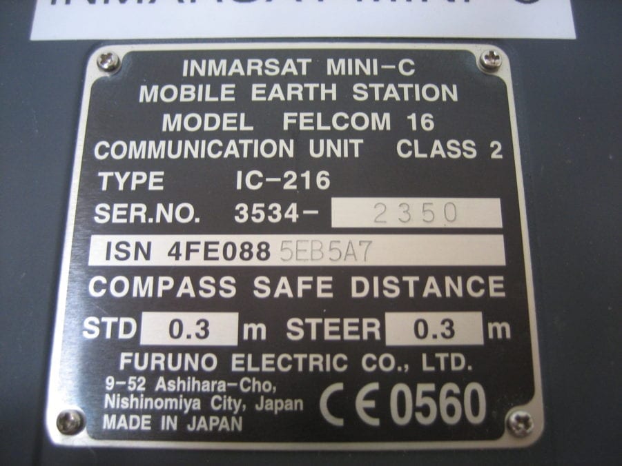 Furuno IC-216 Felcom 16 Inmarsat Mini-C Mobile Earth Station - Max ...