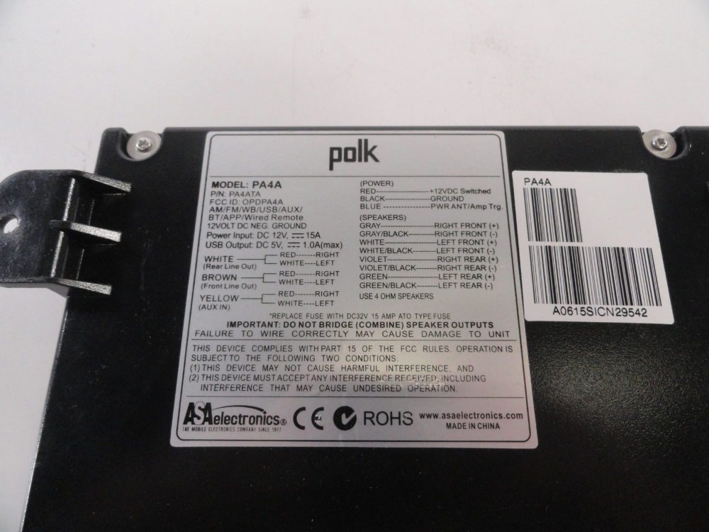 Polk PA4A Marine Stereo w/ PA4A Compatibilty Module and Wiring Harness ...