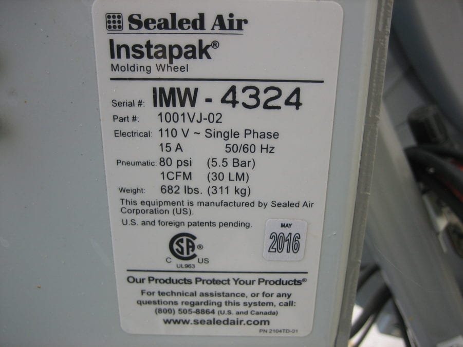 Sealed Air Instapak Molding Wheel **2016 Model** - Used w/SpeedyPacker ...