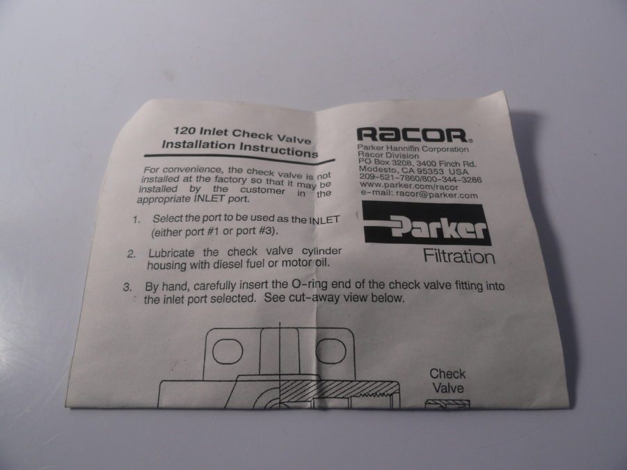 Parker Racor RK 10034 120 Check Valve Kit - Free US Shipping - Max ...