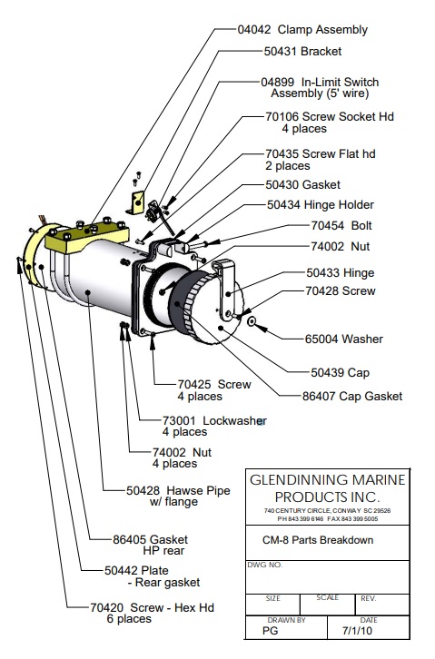 Glendinning CableMaster CM-8 *NEW* Replacement Hawsepipe Hawse Pipe Assembly - Max Marine ...