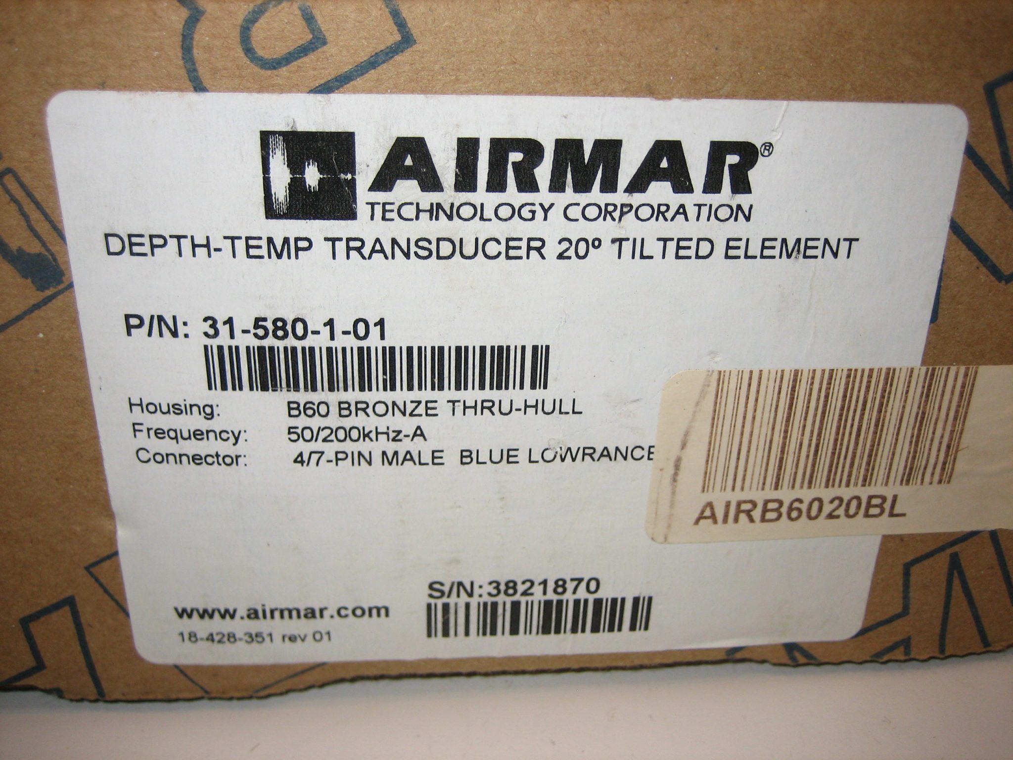 Lowrance Simrad Airmar B60-20° 7 Pin Blue Bronze Thru-Hull Transducer ...