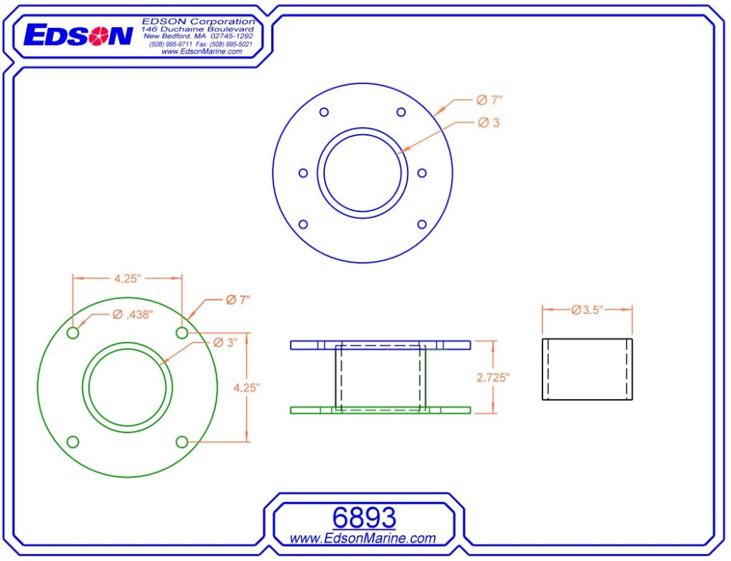 Edson Vision Series *NEW* - 6893 68930 3" Vertical Base Radar Sat Mount ...