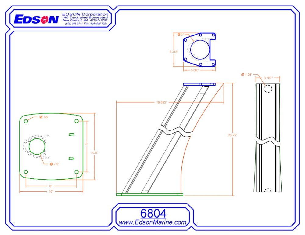 Edson Vision Series *NEW* - 6804 68040 24" Aft Angled Radar Mount Base ...