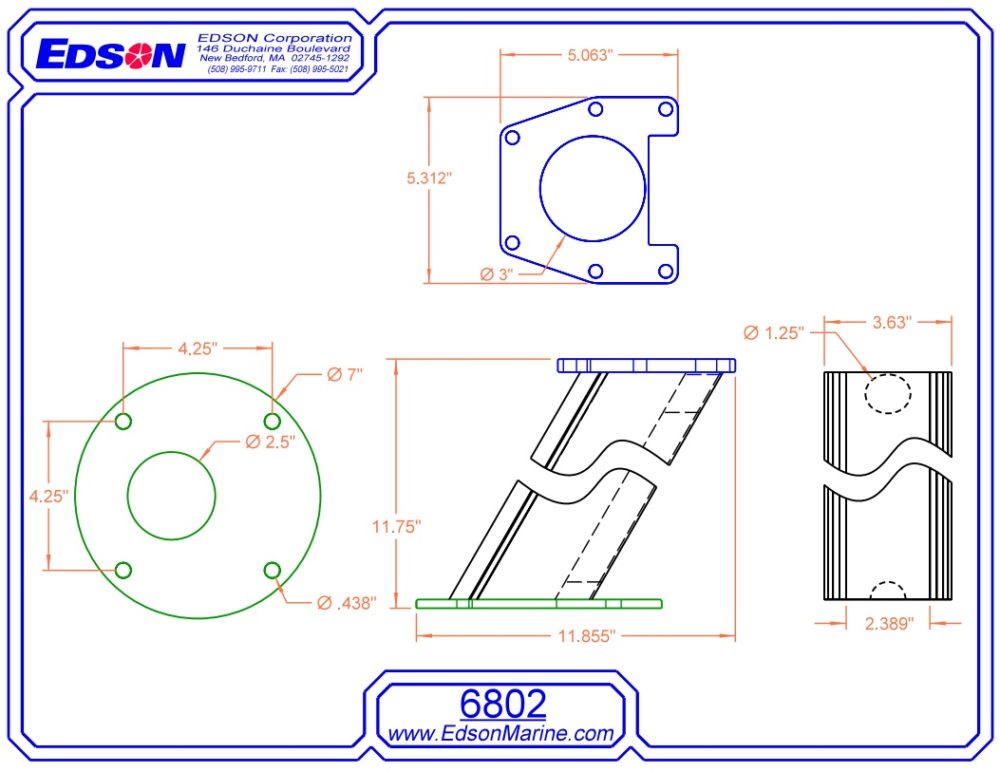 Edson Vision Series *NEW* - 6802 68020 12" Aft Angled Radar Mount Base ...