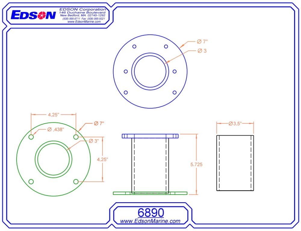 Edson Vision Series *NEW* - 6890 68900 6" Vertical Base Radar Sat Mount ...