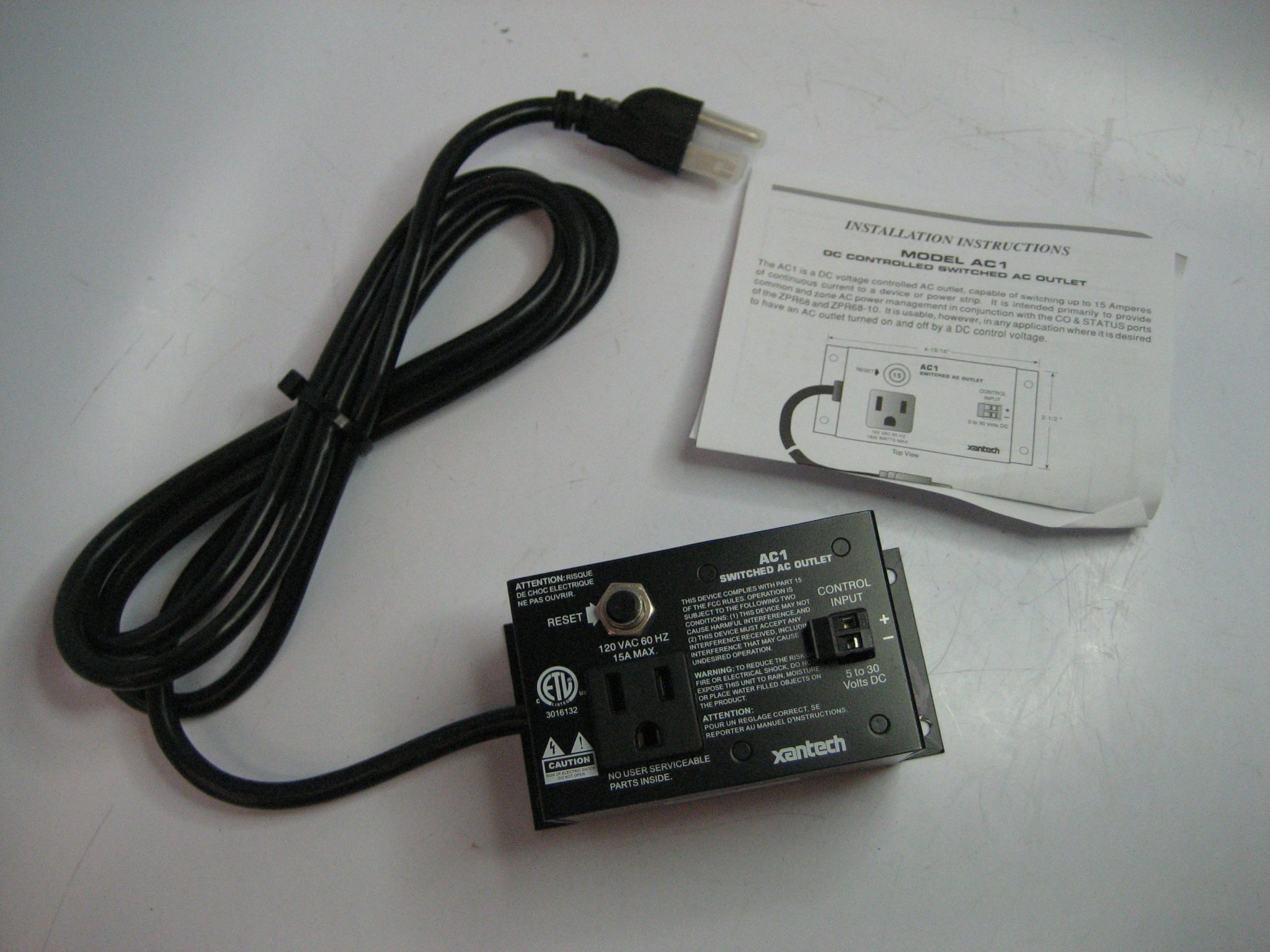 Xantech AC1 DC Controlled Triggered AC Outlet XANAC1 - Max Marine ...