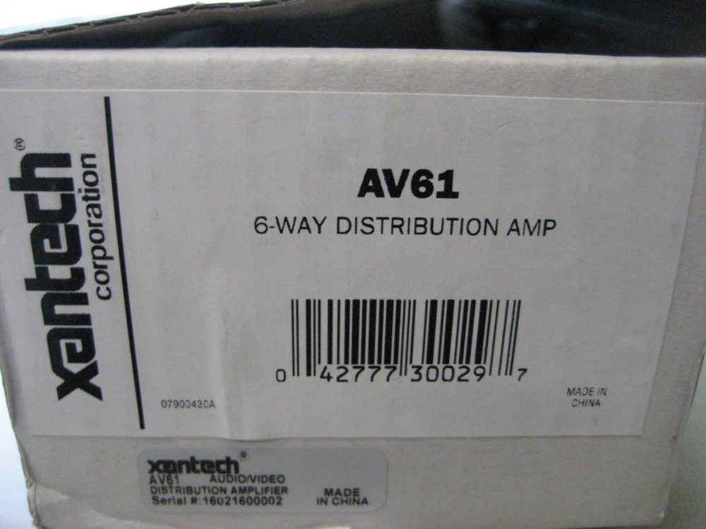 Xantech AV61 Audio/Video 6-Way Distribution Amplifier w/ Power Adapter ...