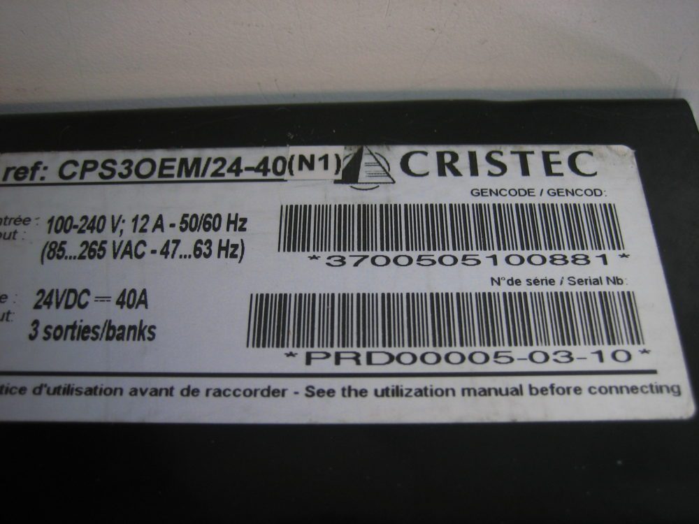 Cristec CPS3 OEM 24v 40amp 3 Phase Battery Charger - Great Shape / Used ...
