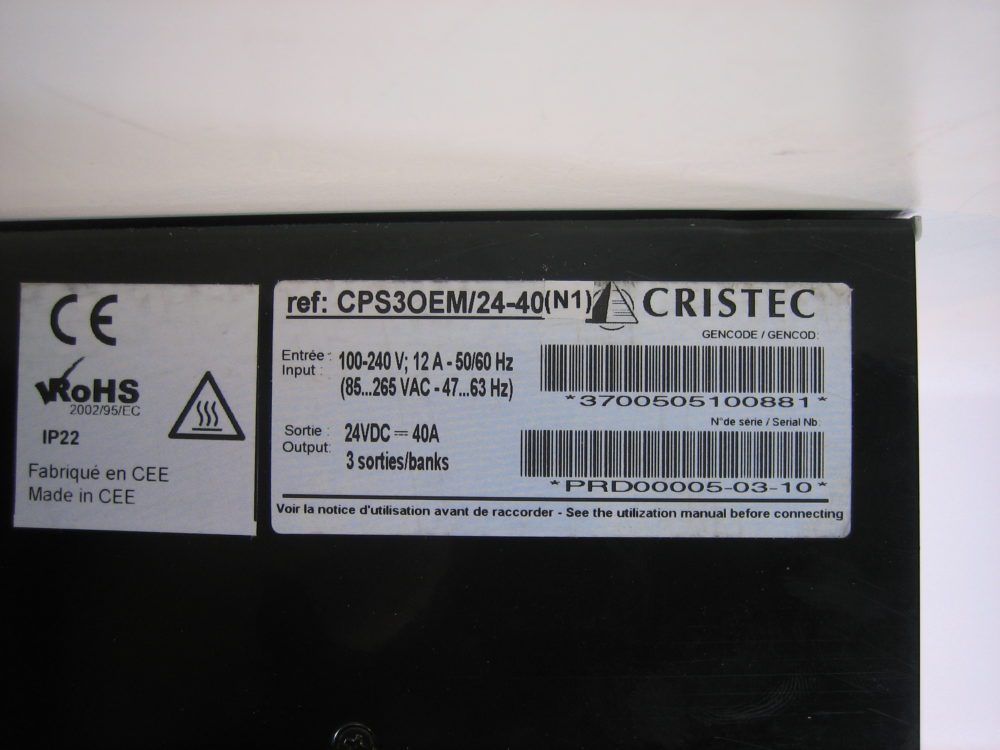 Cristec CPS3 OEM 24v 40amp 3 Phase Battery Charger - Great Shape / Used ...