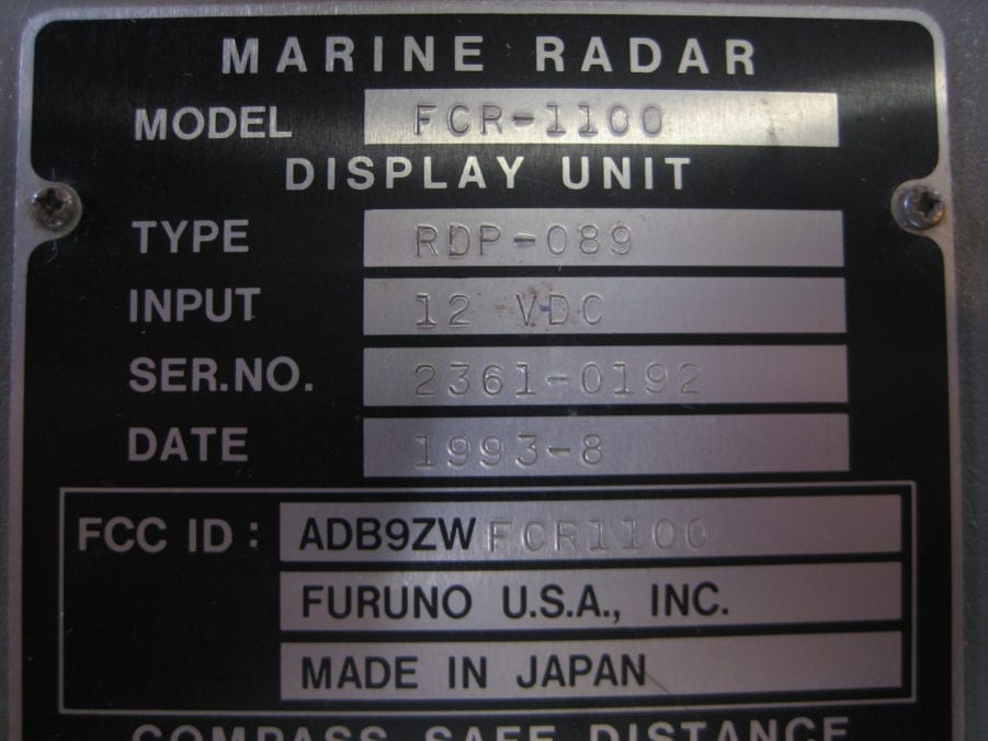 Furuno FCR-1100 RDP-089 Marine Radar Display 12 VDC (Tested Working ...